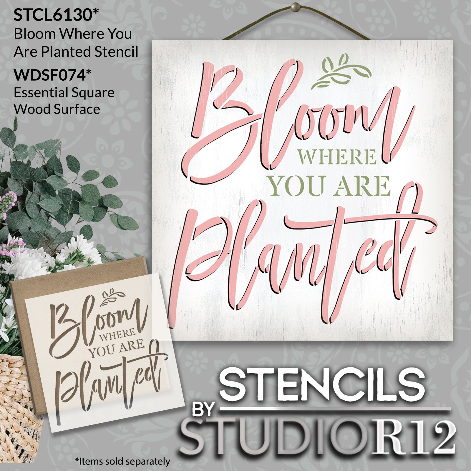 Bloom Where You Are Planted Script Stencil by Studior12 | Etsy