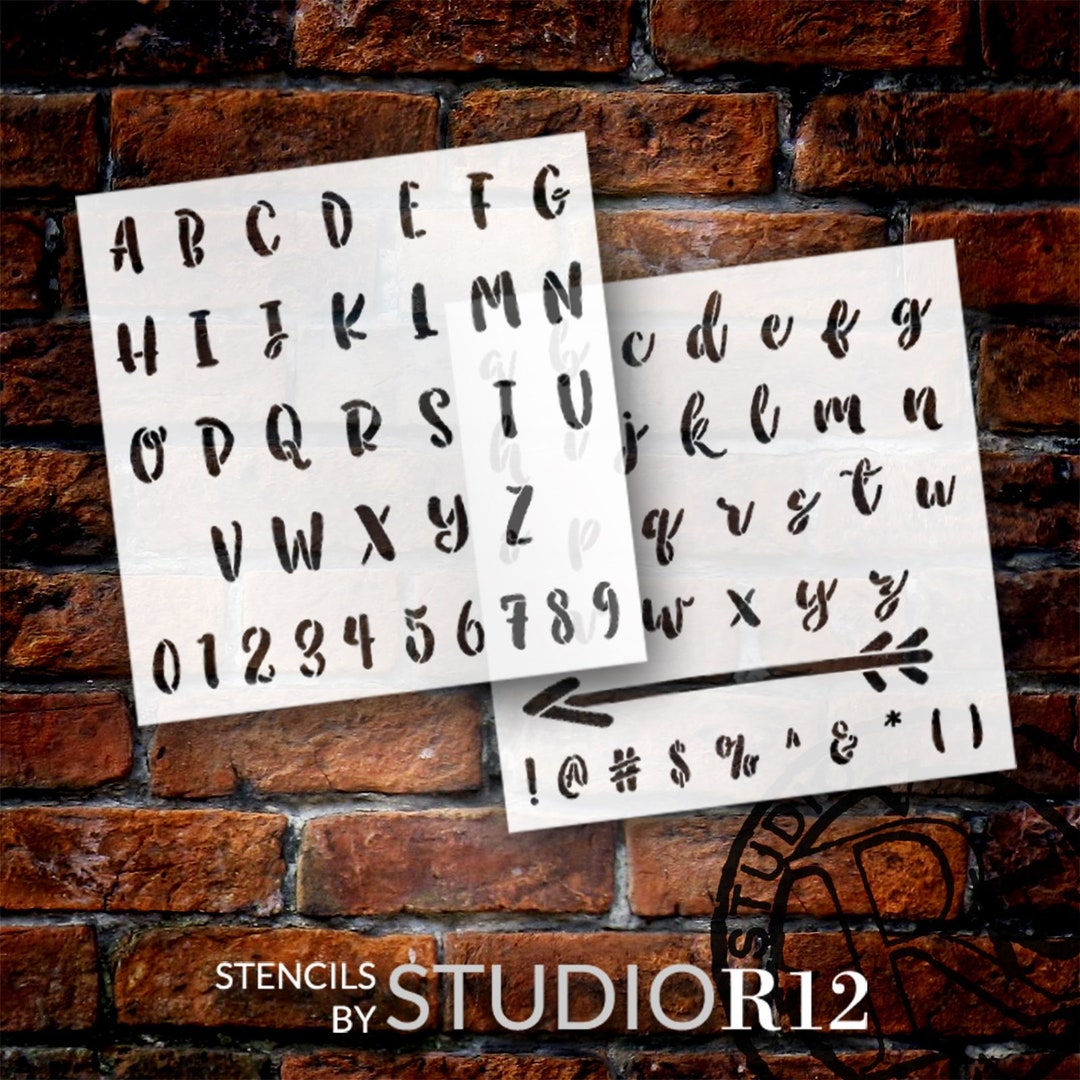 Hand Drawn Script Lettering Stencils by Studior12 Reusable Full Cursive ...
