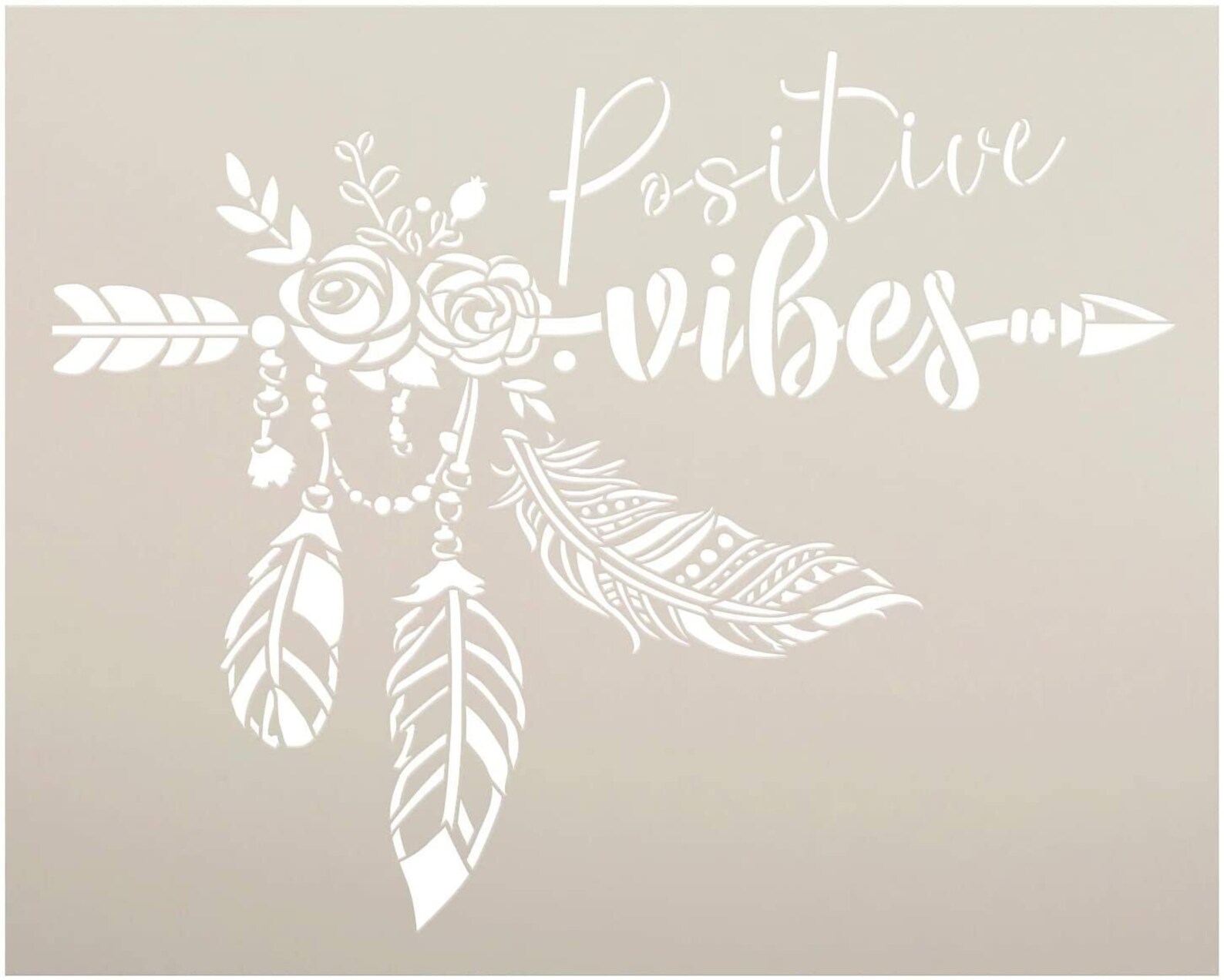 Positive Vibes Stencil by Studior12 DIY Boho Chic Home Decor - Etsy