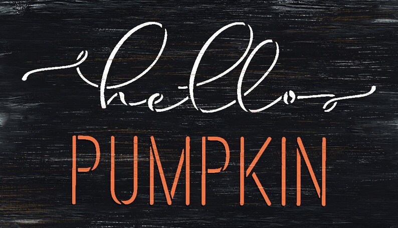 Hello Pumpkin Cursive Stencil by Studior12 DIY Autumn Fall - Etsy