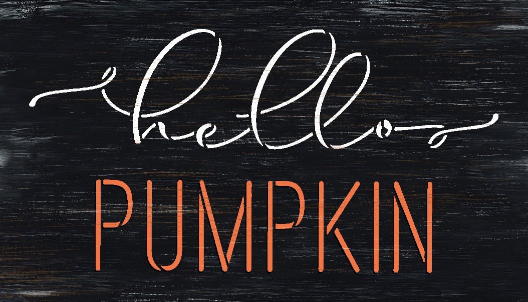 Hello Pumpkin Cursive Stencil by Studior12 DIY Autumn Fall - Etsy