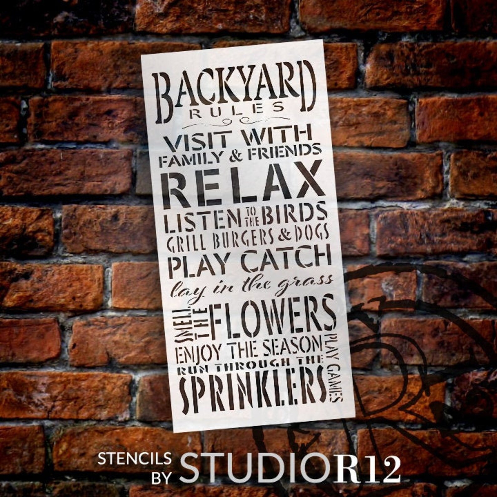 Backyard Rules Stencil by Studior12 Reusable Mylar Template Use to ...