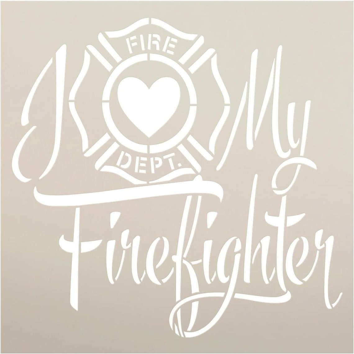I Heart My Firefighter Stencil by Studior12 DIY Fire Dept | Etsy