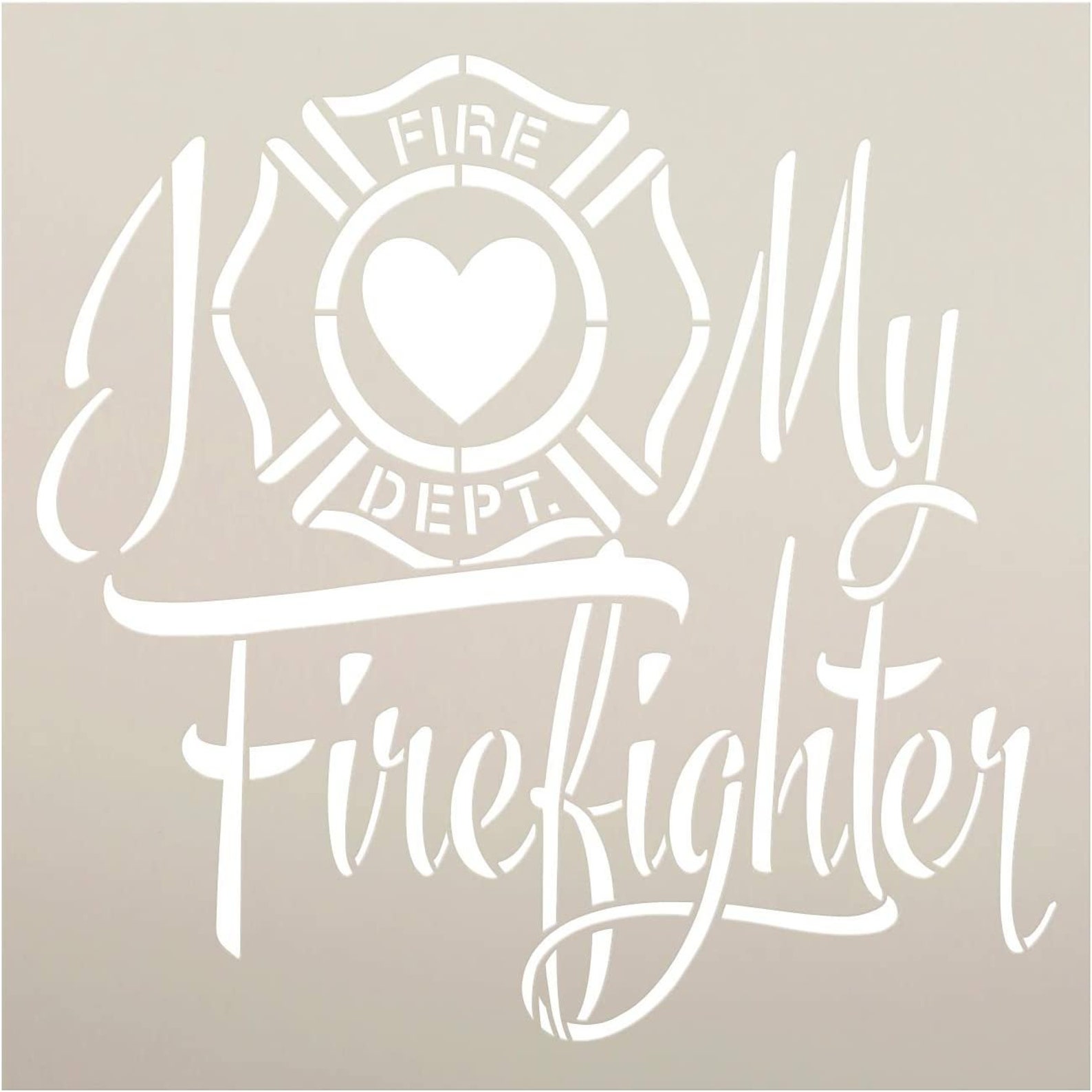 I Heart My Firefighter Stencil by Studior12 DIY Fire Dept - Etsy