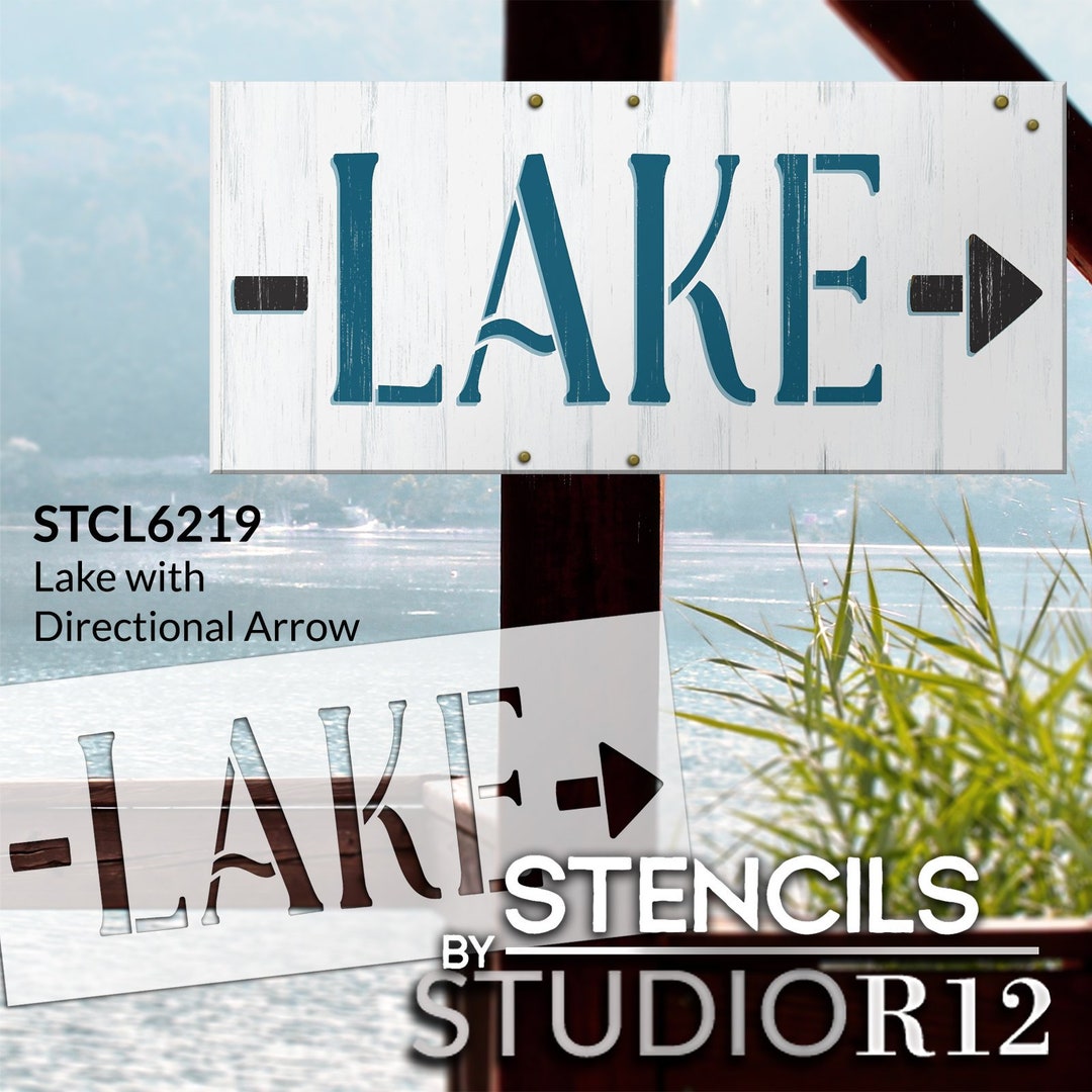 Lake With Directional Arrow Stencil by Studior12 Craft DIY Summer Home ...