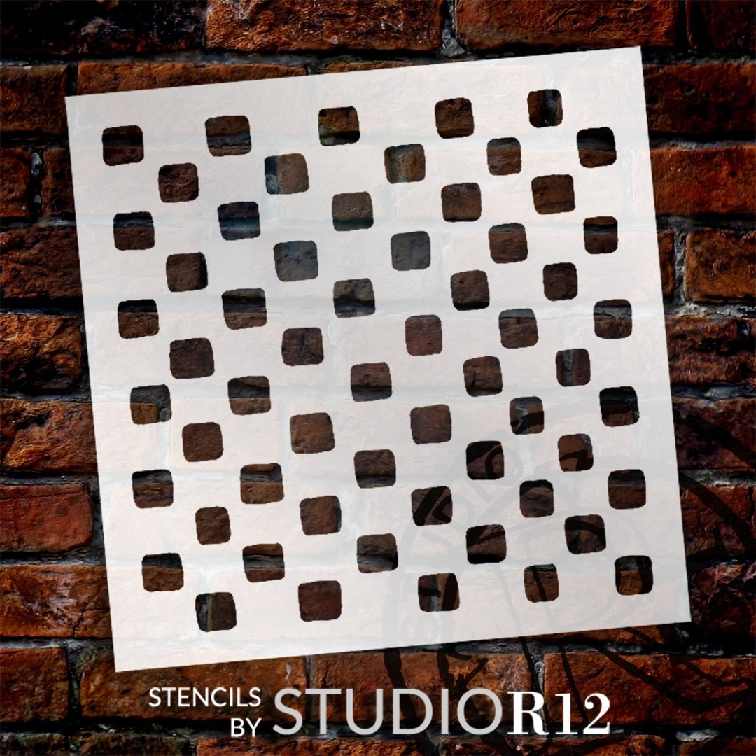 Hand Drawn Checkerboard Stencil by Studior12 USA Made DIY Mixed Media ...