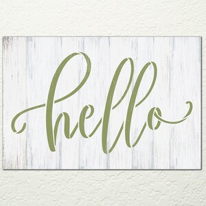 Simple Hello Script Stencil by Studior12 Craft DIY Farmhouse Home Decor ...