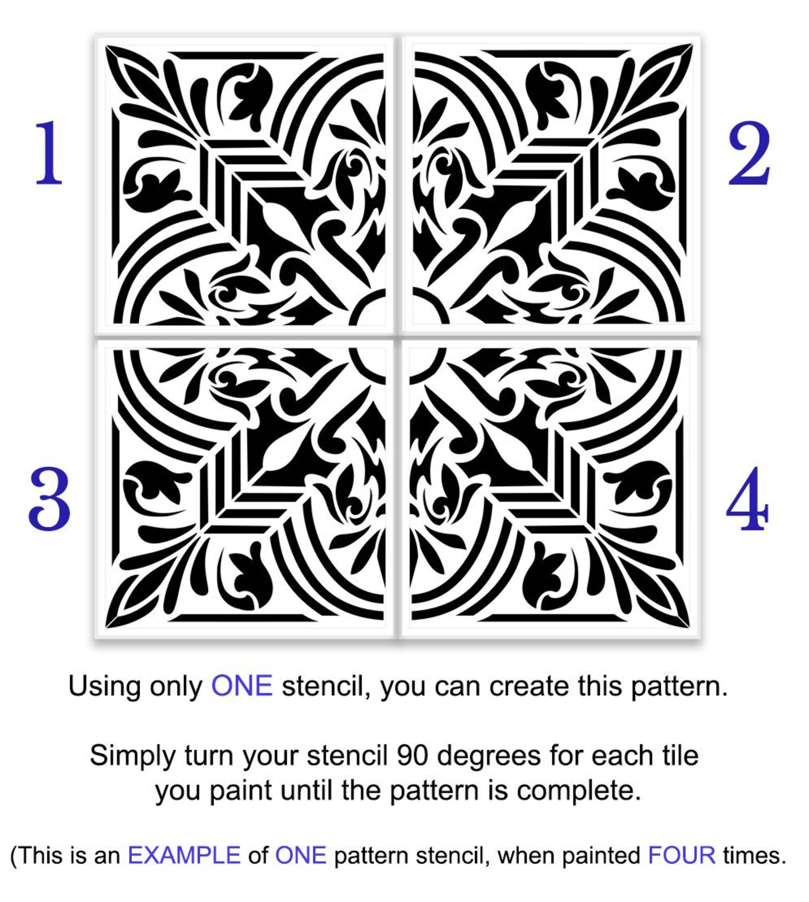 Ornate Geometric Floral Tile Stencil by Studior12 DIY | Etsy