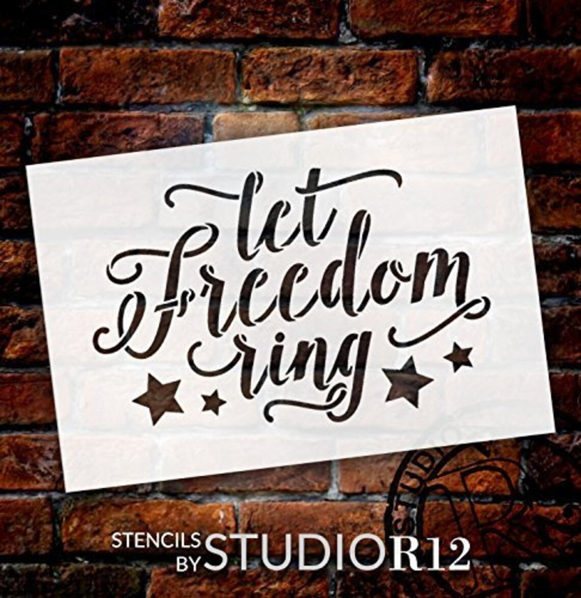 Let Freedom Ring Stencil With Stars by Studior12 Script Style - Etsy