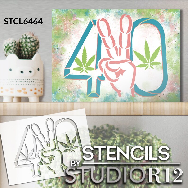 420 Peace Hand Sign With Marijuana Leaf Stencil by Studior12 | Etsy