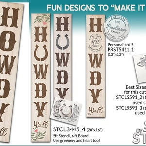 Howdy Y'all Tall Porch Sign Stencil by Studior12 Reusable Vertical ...