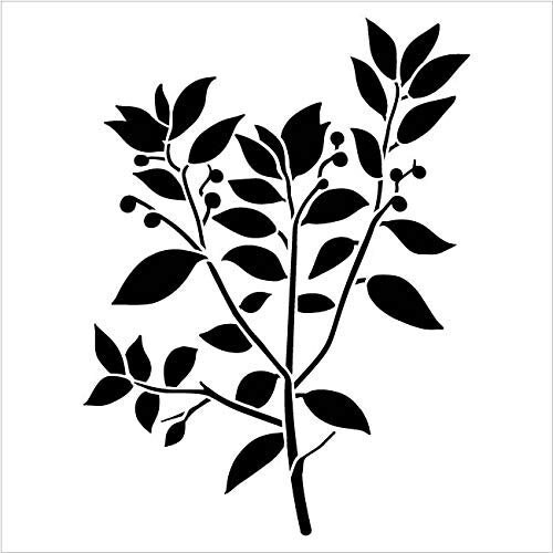 Leaf & Berry Sprig Stencil by Studior12 Simple Nature Floral - Etsy