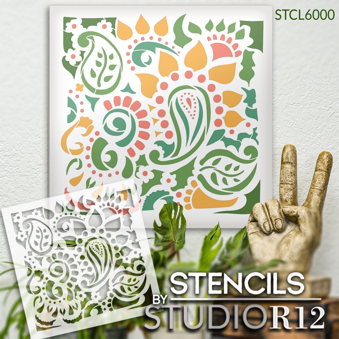 Abstract Floral Paisley Stencil by Studior12 Craft DIY Backsplash Home ...