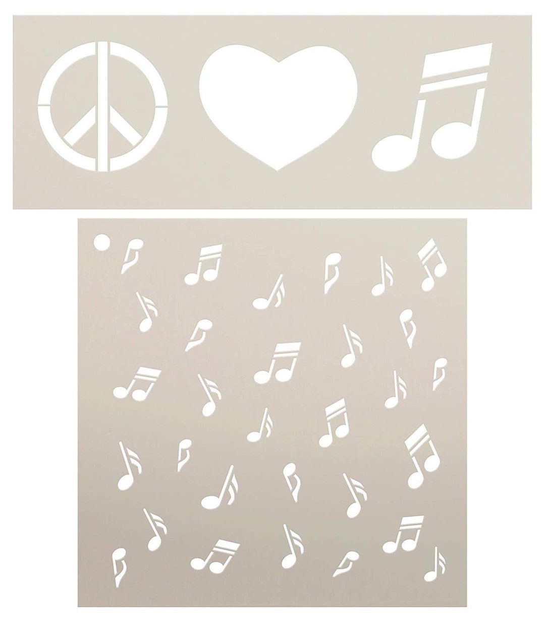 Peace Love & Paw Prints Music Note Stencil Set 2 Piece by Studio R12 ...