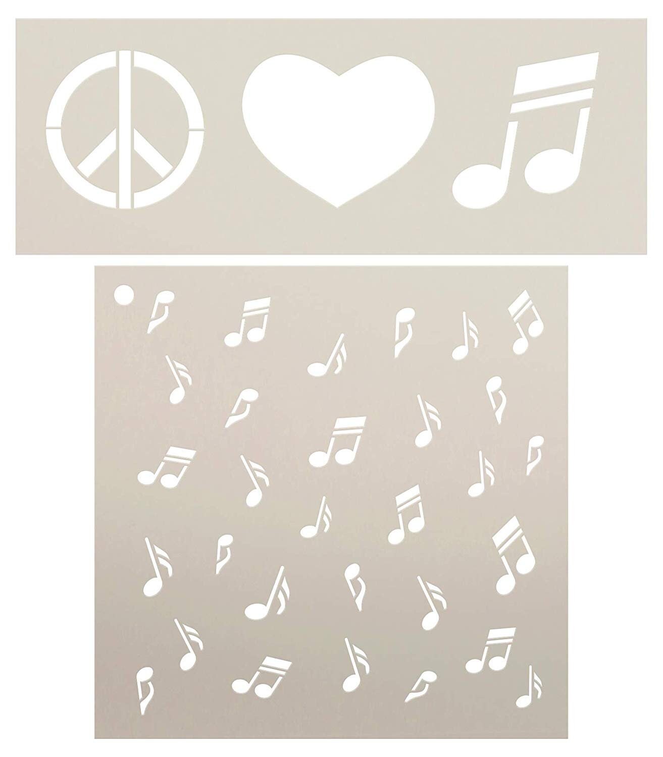 Peace Love & Paw Prints Music Note Stencil Set 2 Piece by | Etsy
