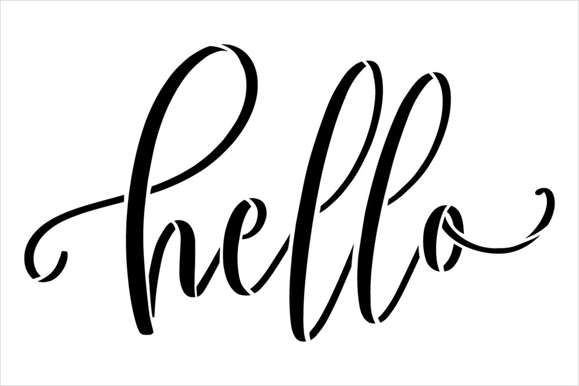Simple Hello Script Stencil by Studior12 Craft DIY Farmhouse - Etsy