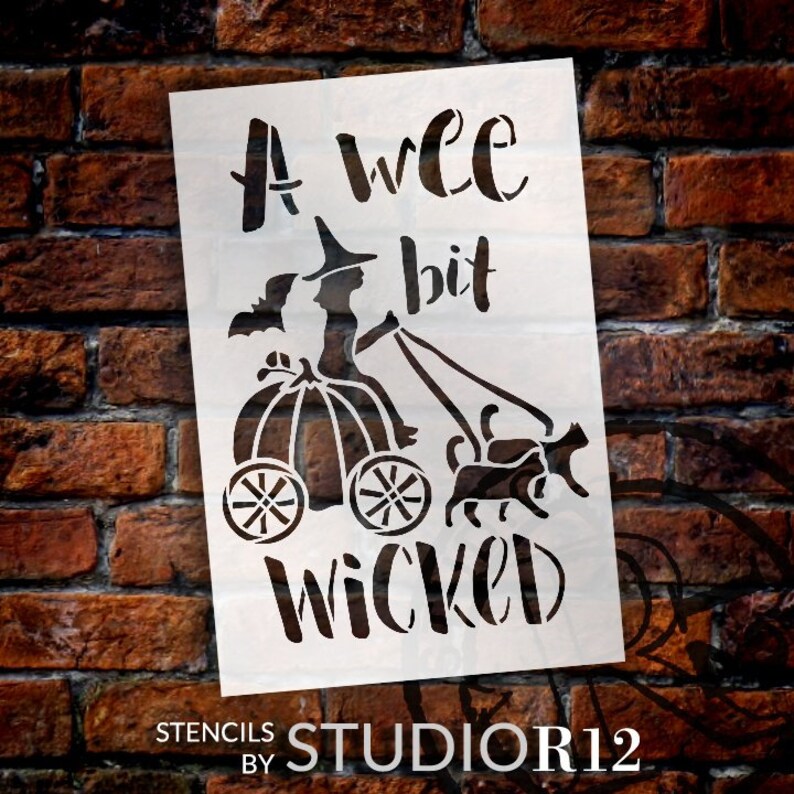 A Wee Bit Wicked Stencil by Studior12 Witch Pumpkin DIY - Etsy