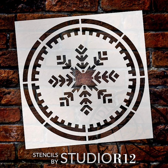 Snowflake in a Circle Stencil by Studior12 DIY Rustic - Etsy