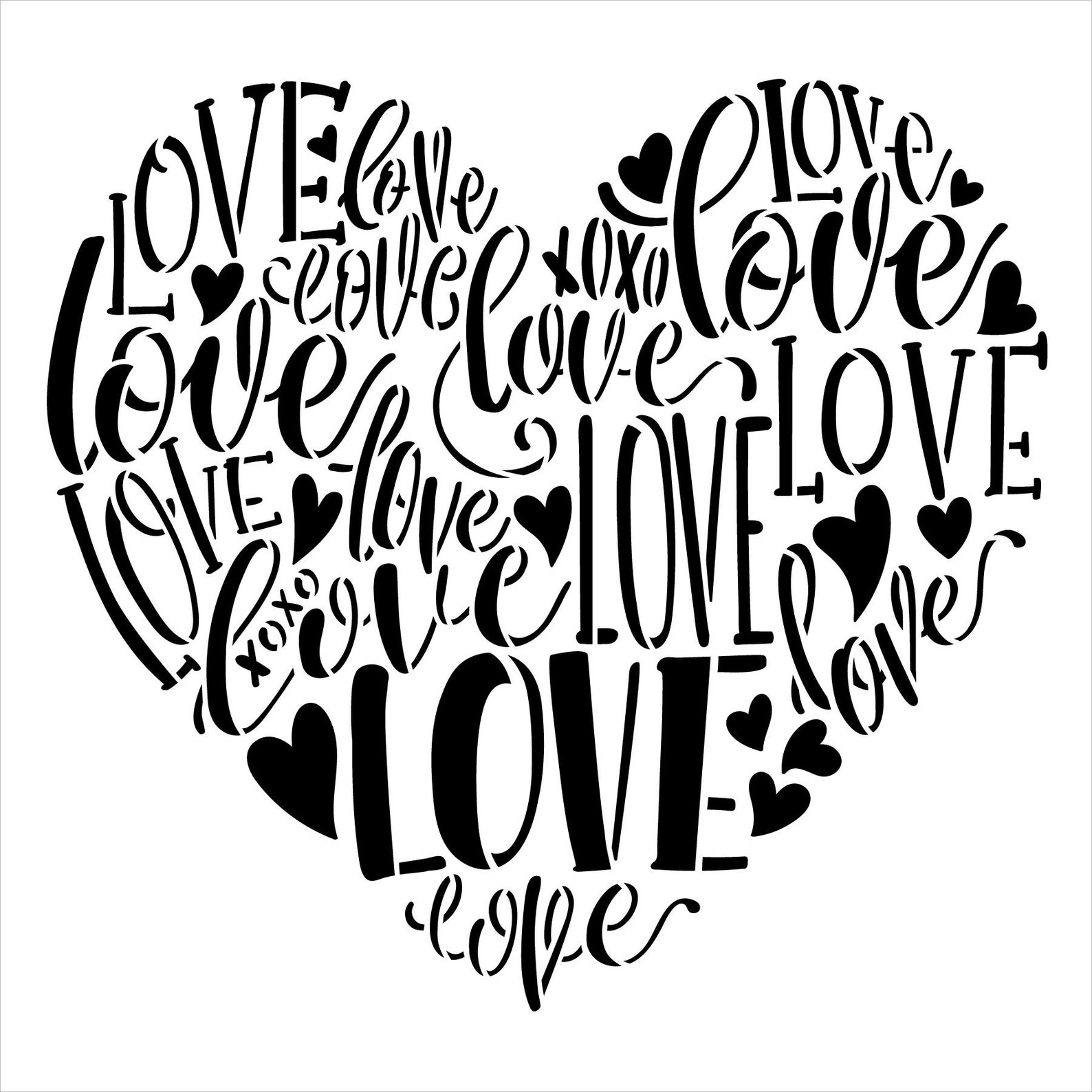 Love Heart Stencil by Studior12 DIY Valentine's Day Home - Etsy