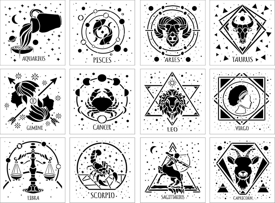 Zodiac Sign Stencil Set by Studior12 Select Size USA Made - Etsy
