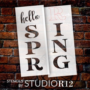 Hello Spring Stencil by Studior12 DIY Outdoor Wood Leaner Home Decor ...