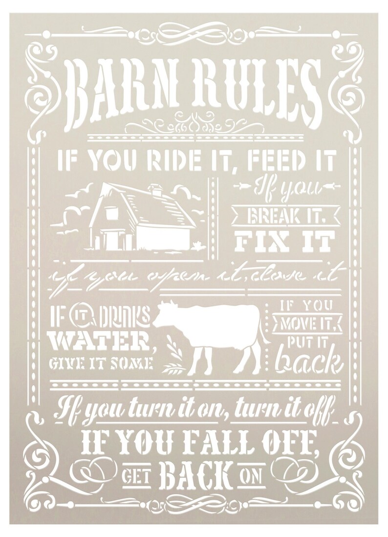 Barn Rules Stencil by Studior12 Select Size USA Made - Etsy