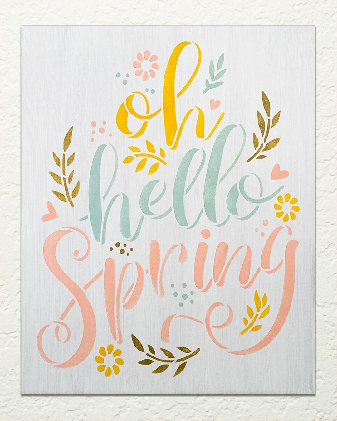 Oh Hello Spring Script Stencil With Flowers by Studior12 DIY - Etsy