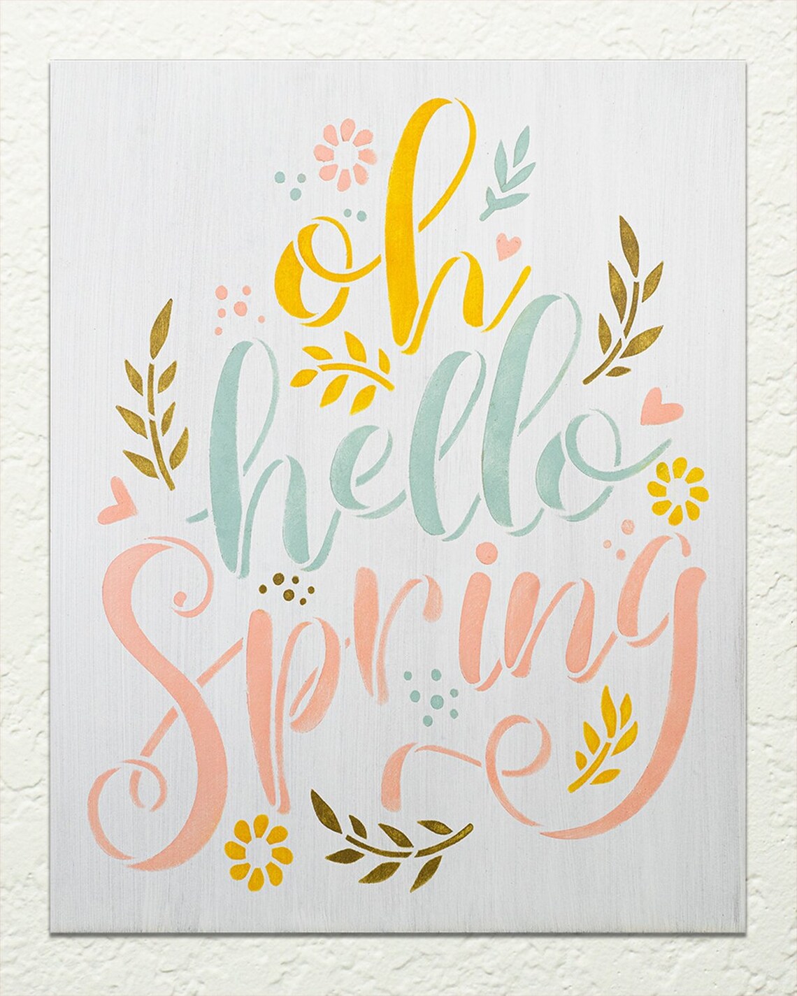 Oh Hello Spring Script Stencil With Flowers by Studior12 DIY - Etsy