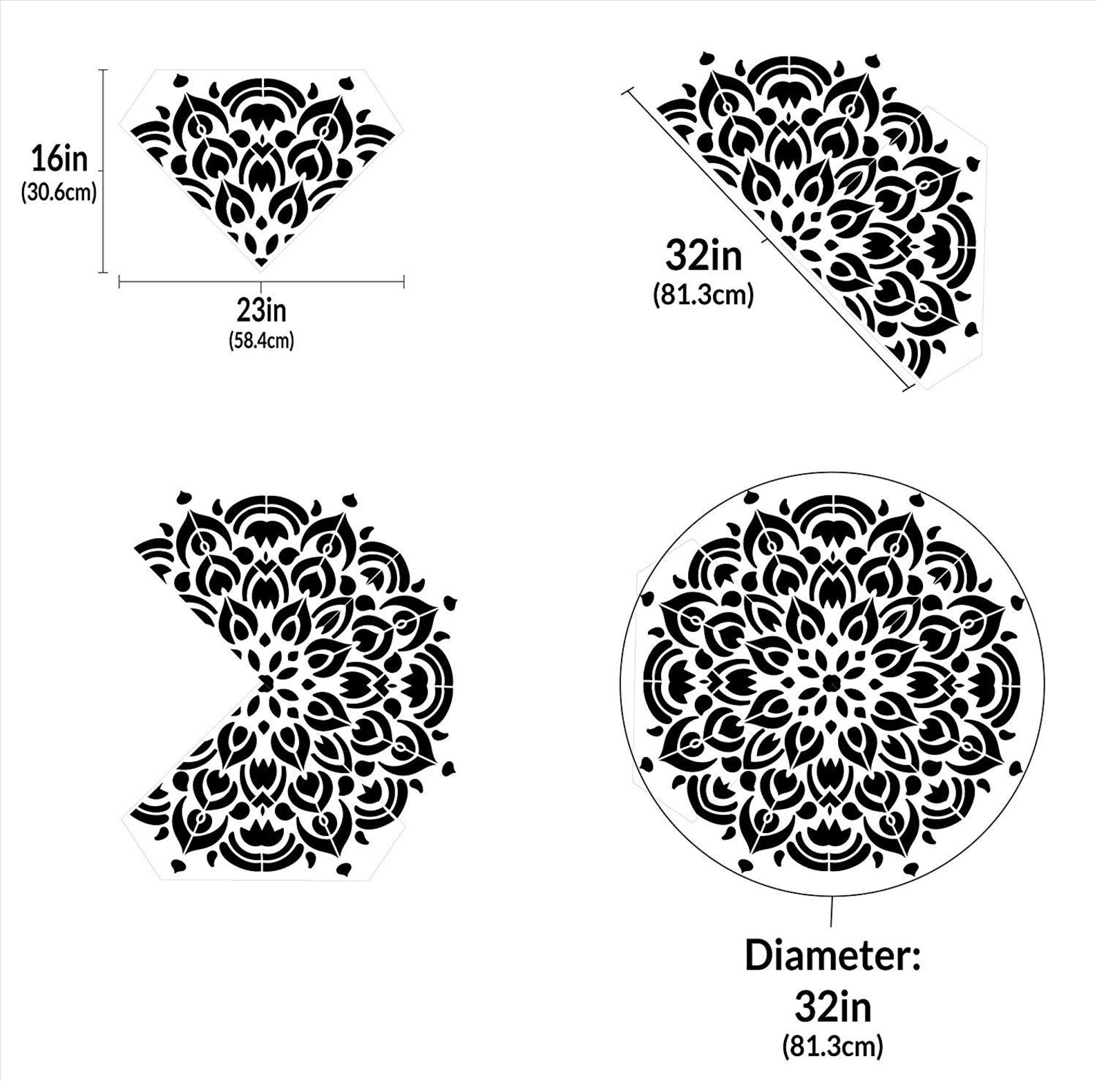 Mandala Peacock Quarter Design Stencil by Studior12 | Etsy
