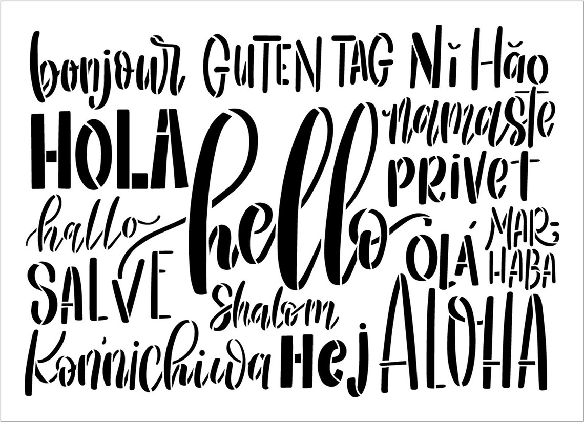 Hello Different Languages Stencil by Studior12 Craft DIY | Etsy