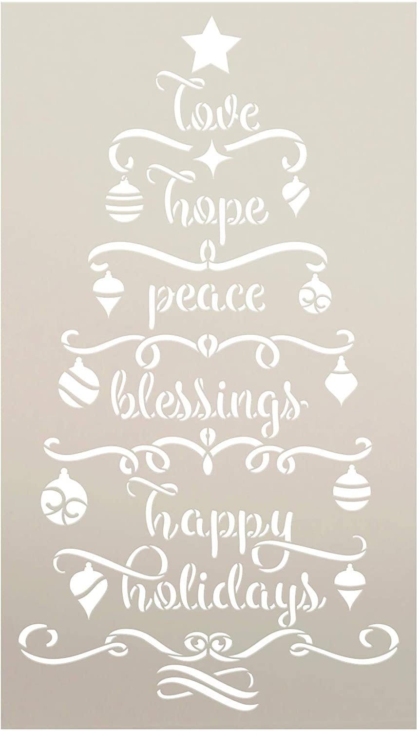 Christmas Tree Word Art Stencil by StudioR12 DIY Happy | Etsy