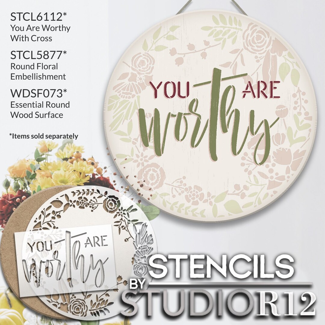 You Are Worthy With Cross Stencil by Studior12 Craft DIY - Etsy