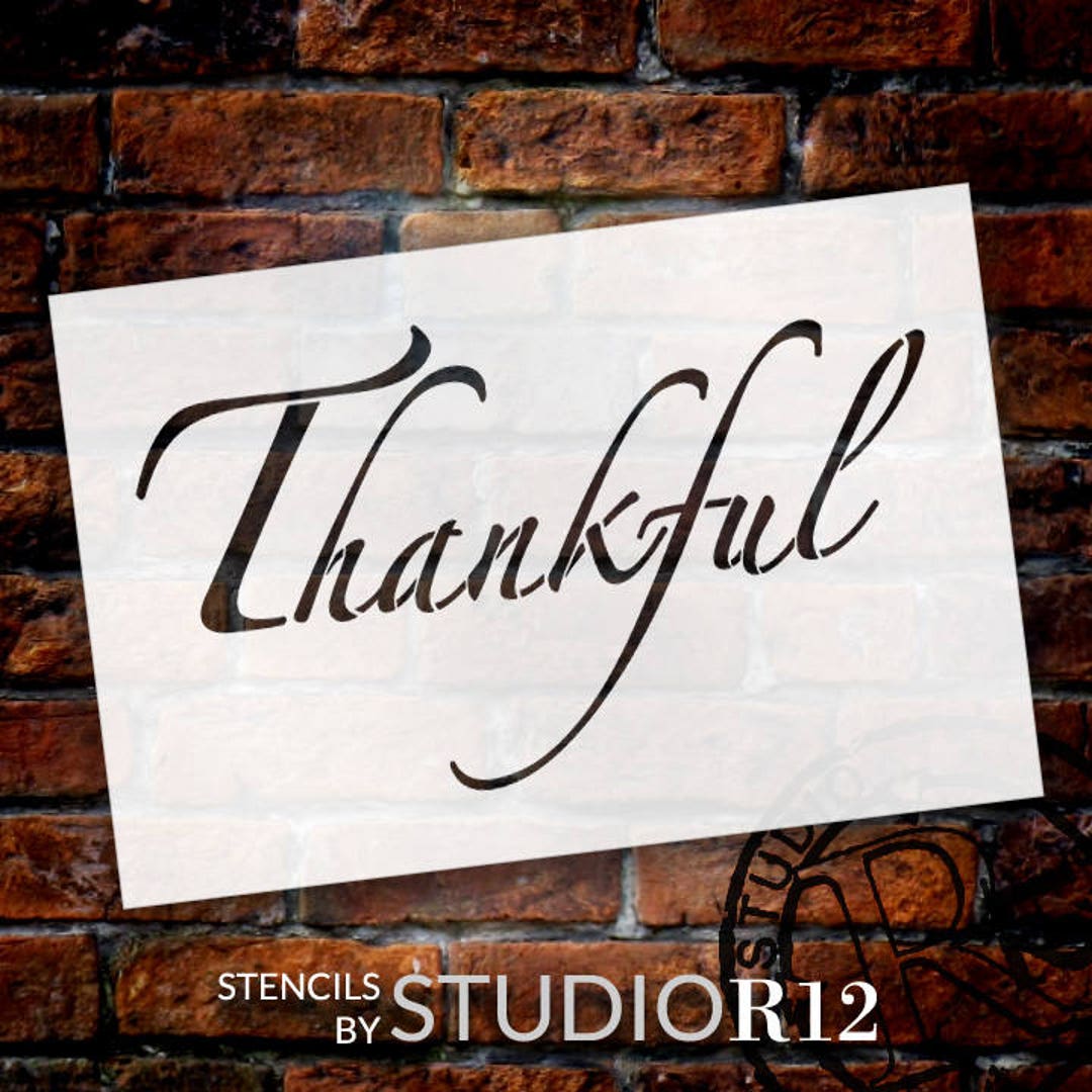 Thankful Elegant Script Word Stencil Select Size - Etsy