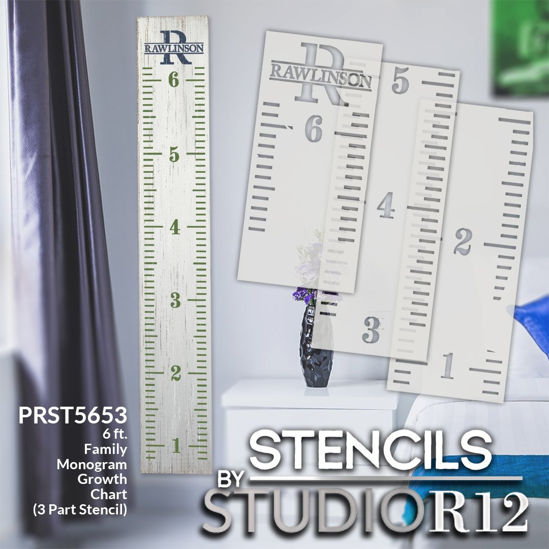 Personalized Monogram Growth Chart Ruler 3-part Stencil by | Etsy