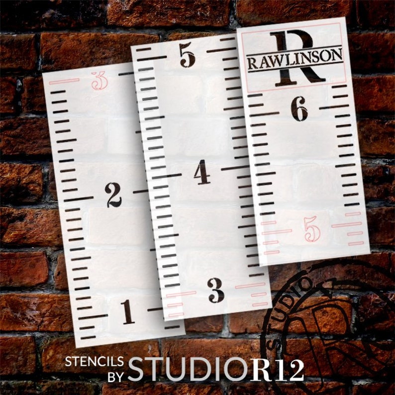 Personalized Monogram Growth Chart Ruler 3-part Stencil by - Etsy