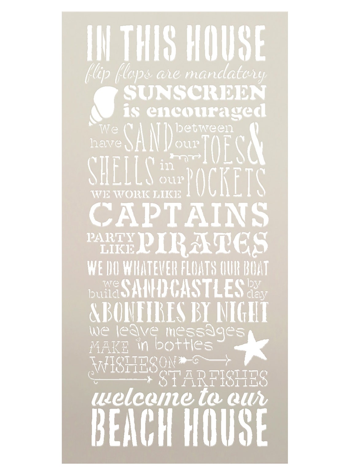 Welcome to Our Beach House Word Art Stencil 10 X | Etsy