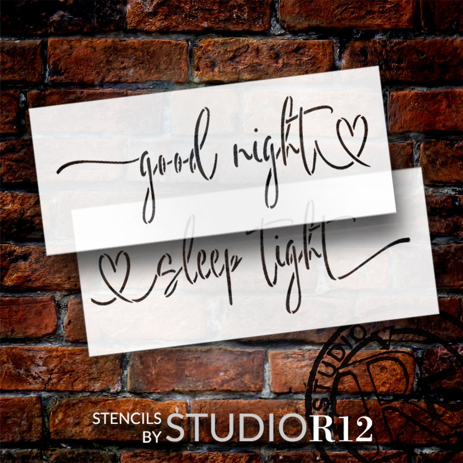 Good Night Sleep Tight Script Stencil With Heart by Studior12 - Etsy Canada