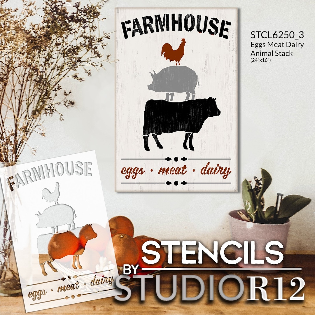 Eggs Meat Dairy Animal Stack Stencil by Studior12 Craft DIY Farmhouse ...