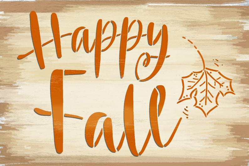 Happy Fall Stencil by Studior12 Craft DIY Autumn Leaves Home - Etsy