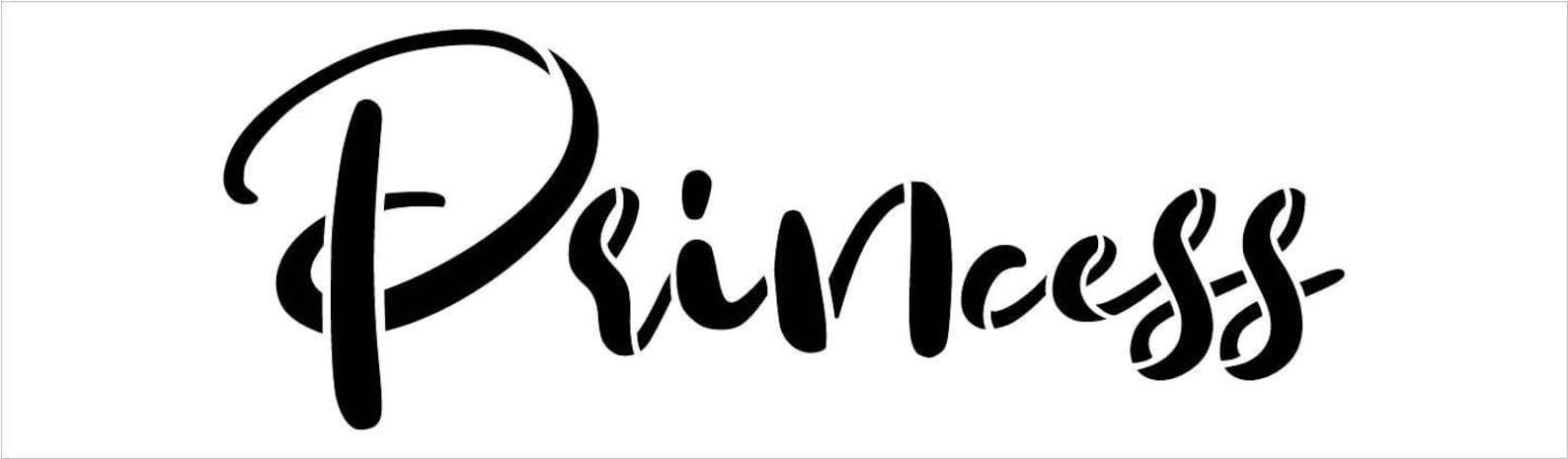 Princess Word Stencil by Studior12 DIY Pretty Cursive Script | Etsy