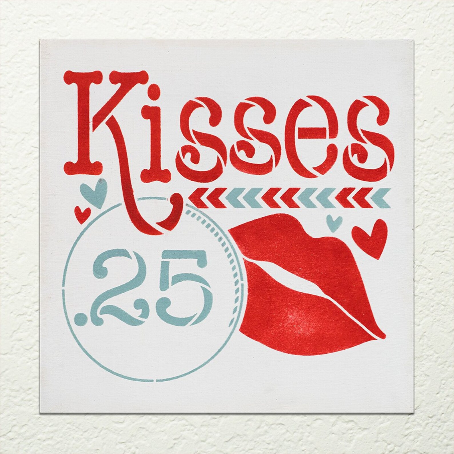 Kisses 25 Cents Stencil With Lips by Studior12 DIY Simple | Etsy