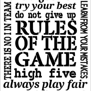 Rules of the Game Stencil by Studior12 Reusable Mylar Template Use to ...