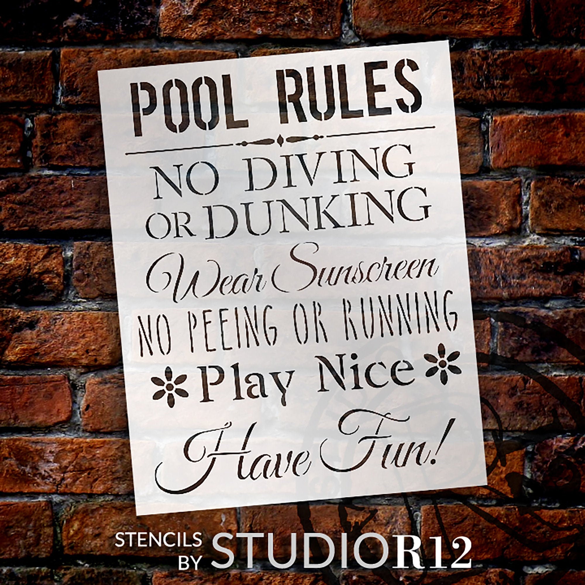 Pool Rules Word Stencil Select Size STCL1214 by - Etsy