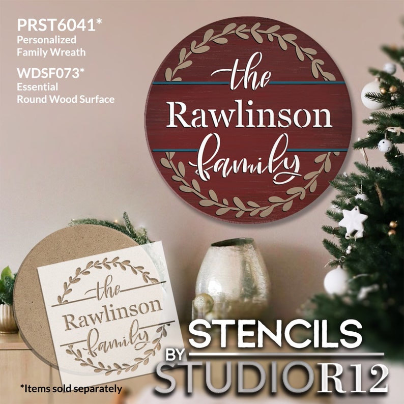 Personalized Family Stencil With Wreath by Studior12 DIY | Etsy
