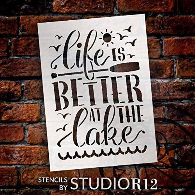 Life is Better at the Lake Stencil With Oar by Studior12 DIY | Etsy