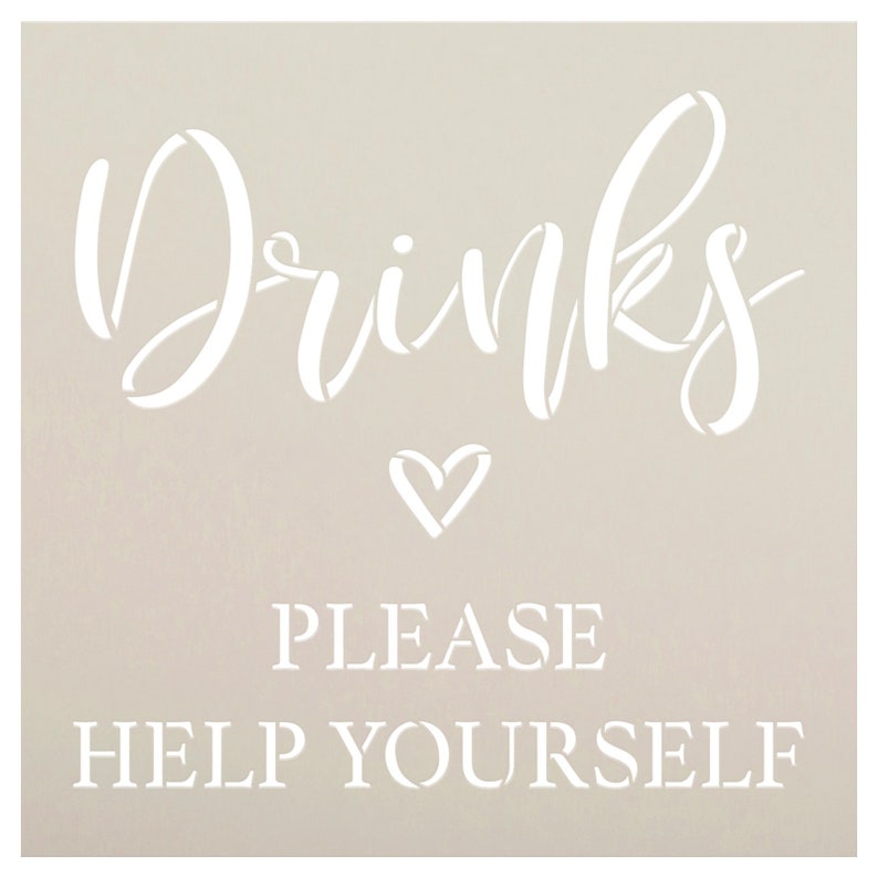 Drinks Please Help Yourself Stencil by Studior12 Craft DIY | Etsy