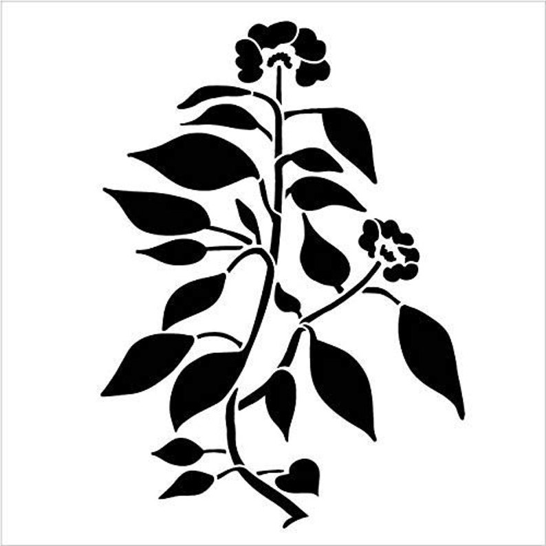Flower Sprig With Leaves Stencil by Studior12 DIY Plant - Etsy