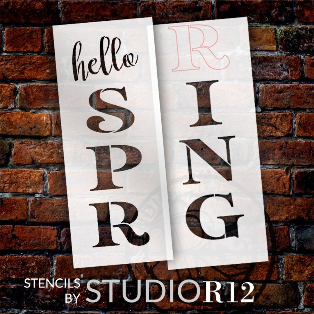 Hello Spring Stencil by Studior12 DIY Outdoor Wood Leaner Home Decor ...