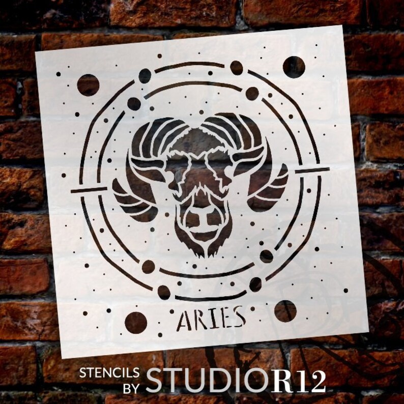 Aries Astrological Stencil by Studior12 DIY Star Sign Zodiac | Etsy