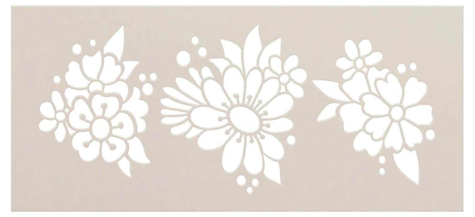 Three Flower Clusters Stencil by Studior12 DIY Spring Floral - Etsy